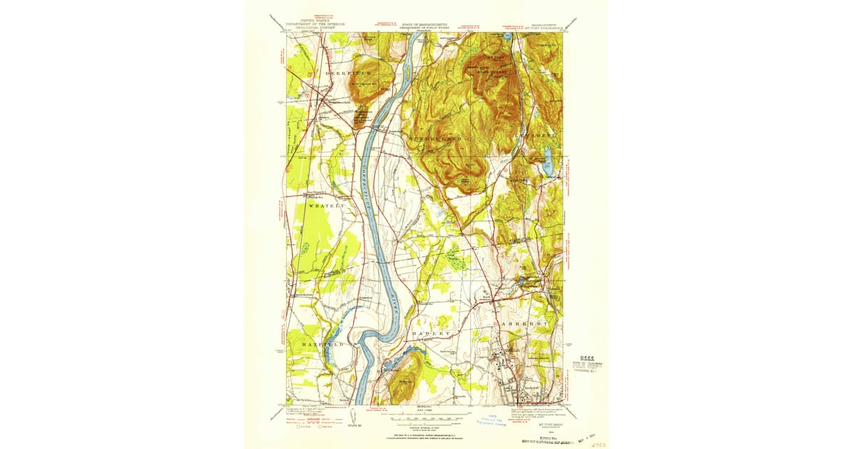1944 Map of Mt Toby, Franklin County, MA — High-Res | Pastmaps