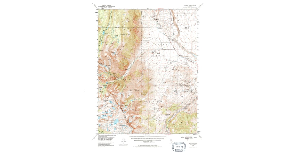 1949 Map of Mt. Tom, Inyo County, CA — High-Res, 1968 Print #2 | Pastmaps