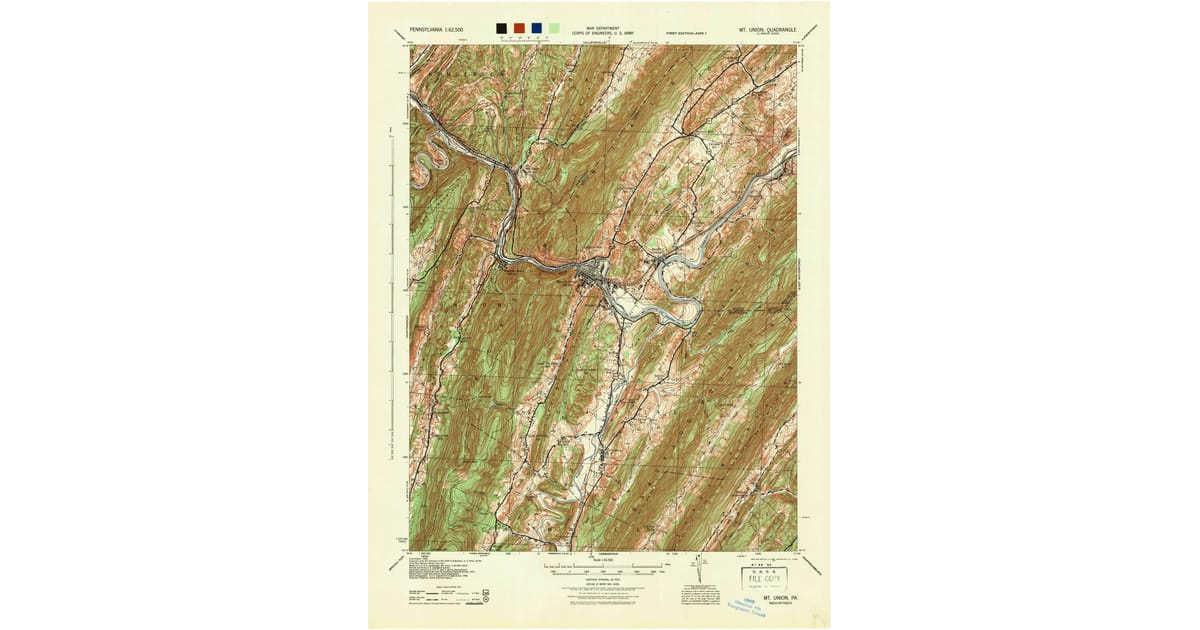 1944 Map of Mt. Union, Huntingdon County, PA — High-Res | Pastmaps