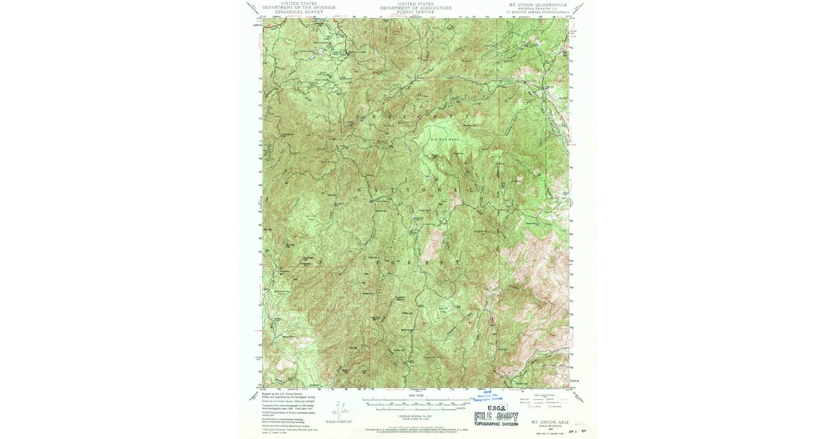 1947 Map of Mt. Union, Yavapai County, AZ — High-Res, 1971 Print | Pastmaps