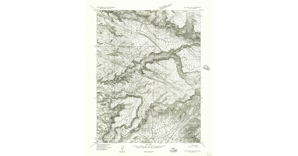 1954 Map of Mt. Waas 1 SE, Grand County, UT — High-Res | Pastmaps
