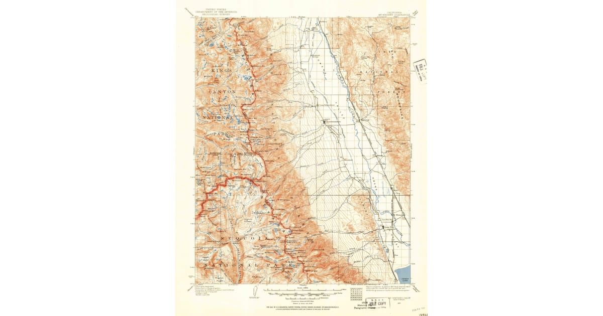 1937 Map of Mt. Whitney, Inyo County, CA — High-Res | Pastmaps