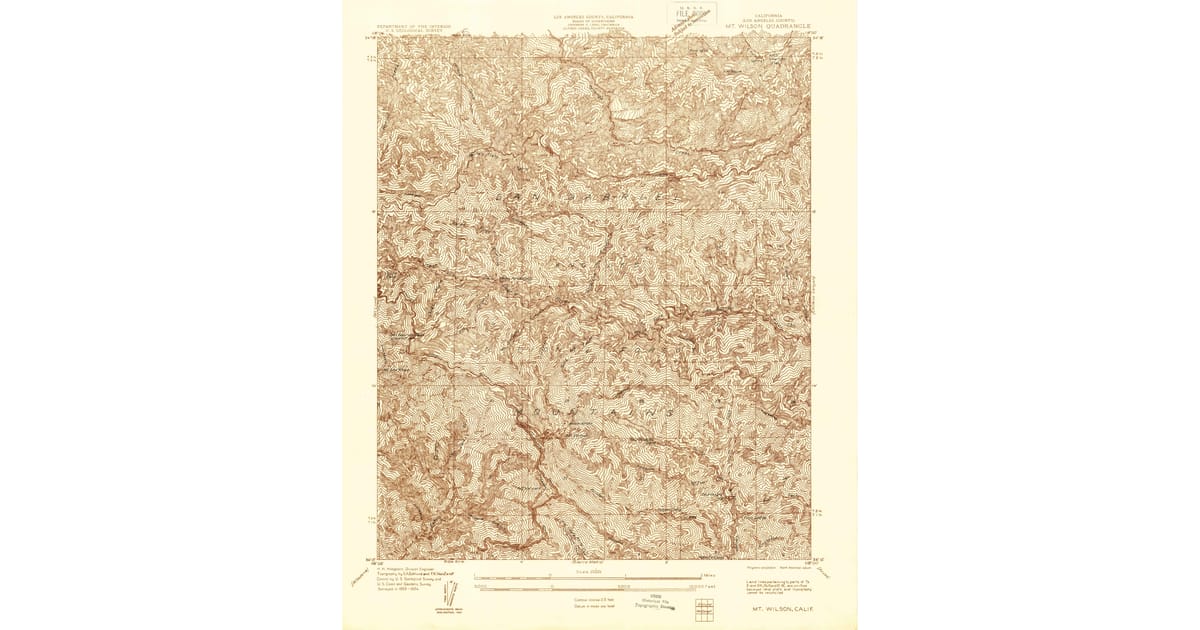 1934 Map of Mt. Wilson, Los Angeles County, CA — High-Res | Pastmaps