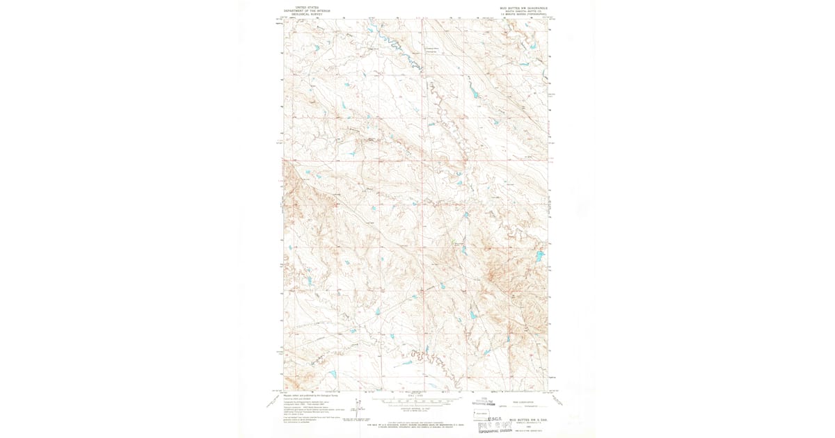 1965 Map of Mud Buttes NW, Butte County, SD — High-Res | Pastmaps