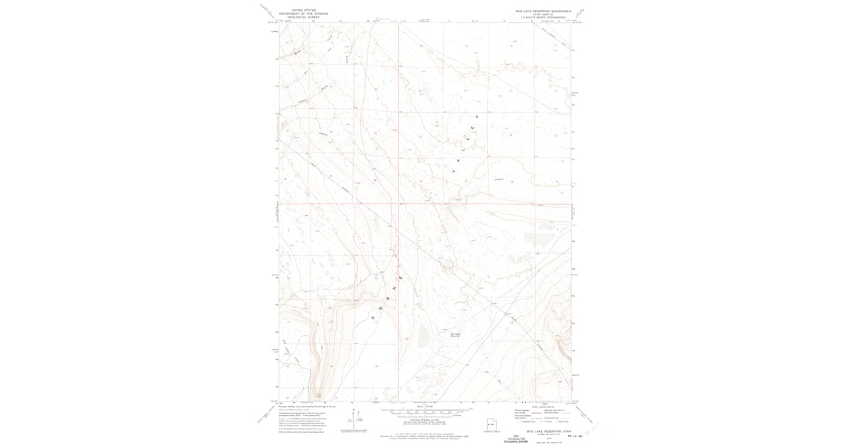 1972 Map of Mud Lake Reservoir, Juab County, UT — High-Res | Pastmaps