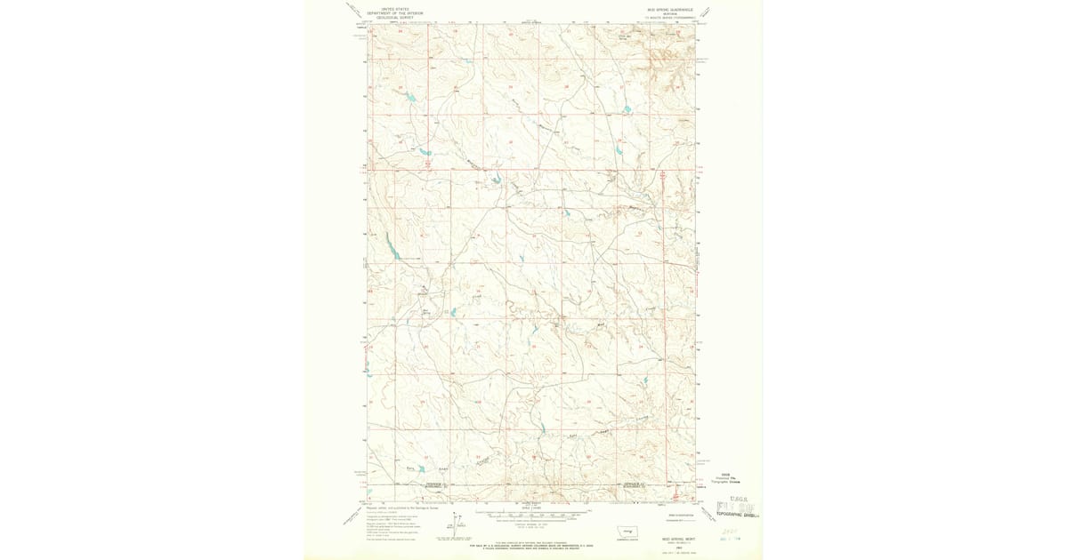 1963 Map of Mud Spring, Petroleum County, MT — High-Res | Pastmaps
