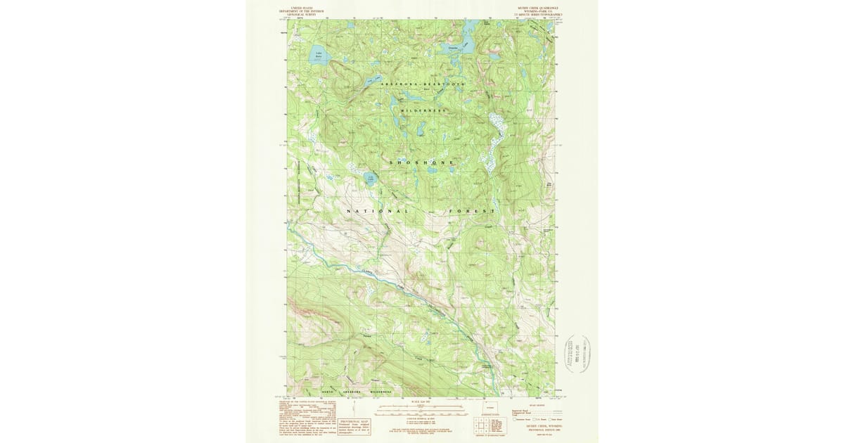 1989 Map of Muddy Creek, Park County, WY — High-Res | Pastmaps