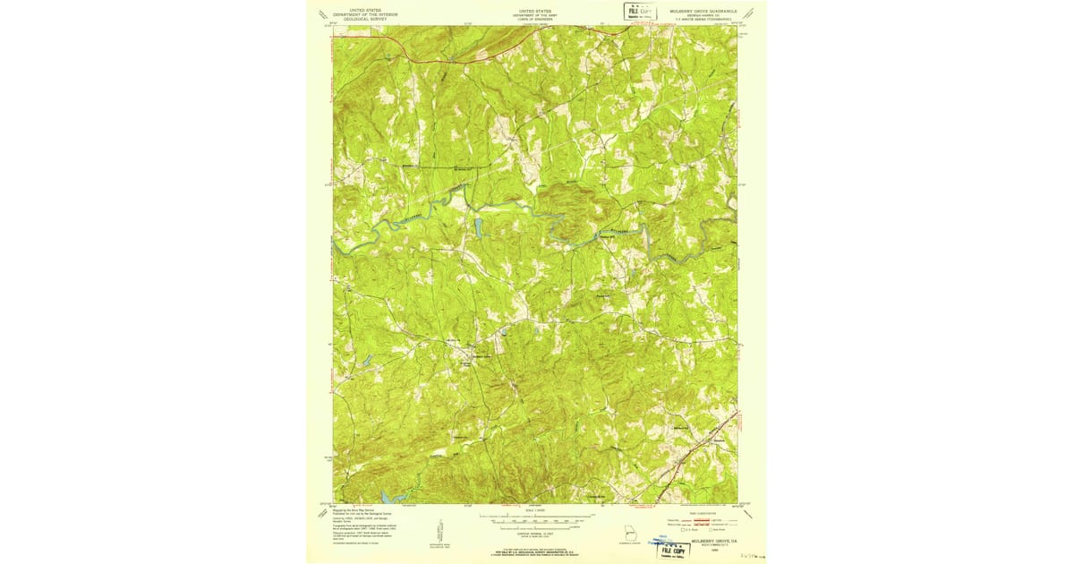 1950 Map of Mulberry Grove, Harris County, GA — High-Res | Pastmaps