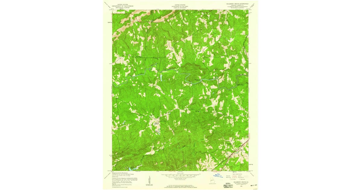 1955 Map of Mulberry Grove, Harris County, GA — High-Res | Pastmaps