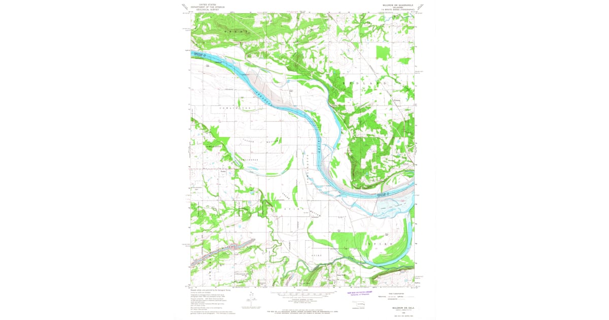 1966 Map of Muldrow SW, Le Flore County, OK — High-Res | Pastmaps