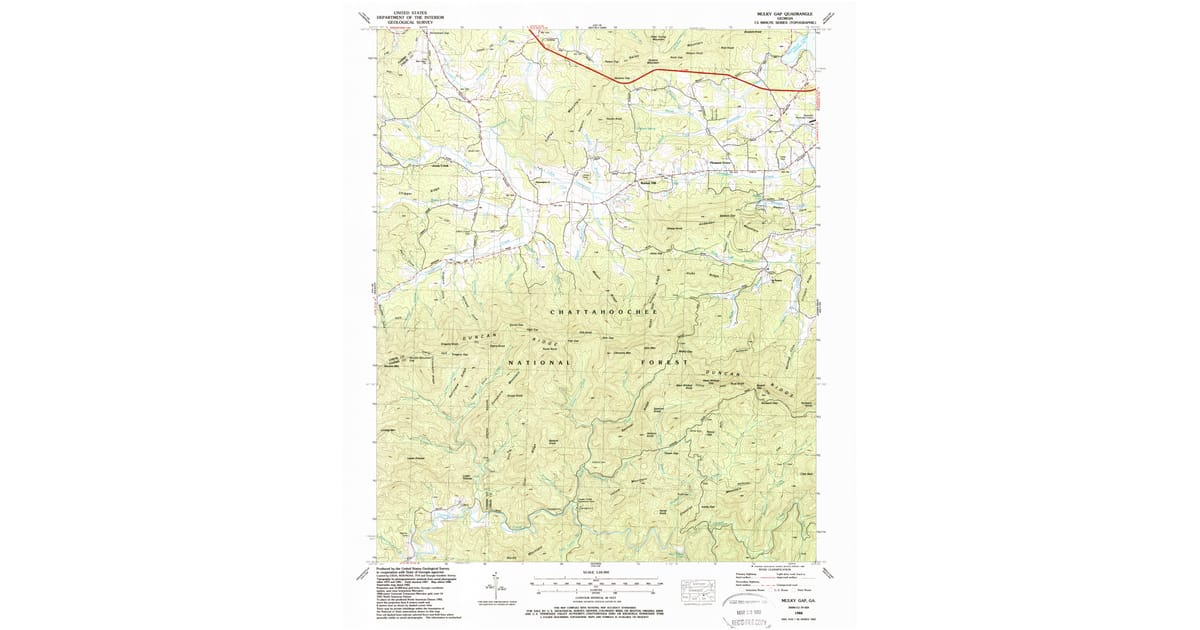1988 Map of Mulky Gap, Union County, GA — High-Res | Pastmaps