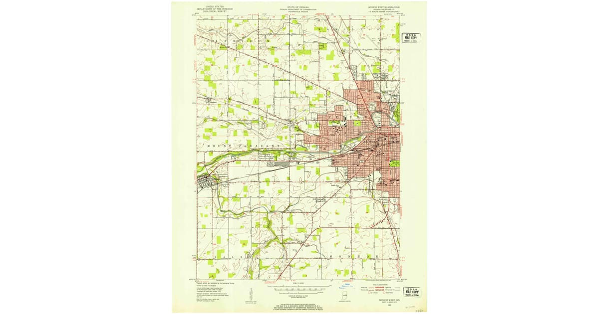 1952 Map of Muncie West, Delaware County, IN — High-Res | Pastmaps