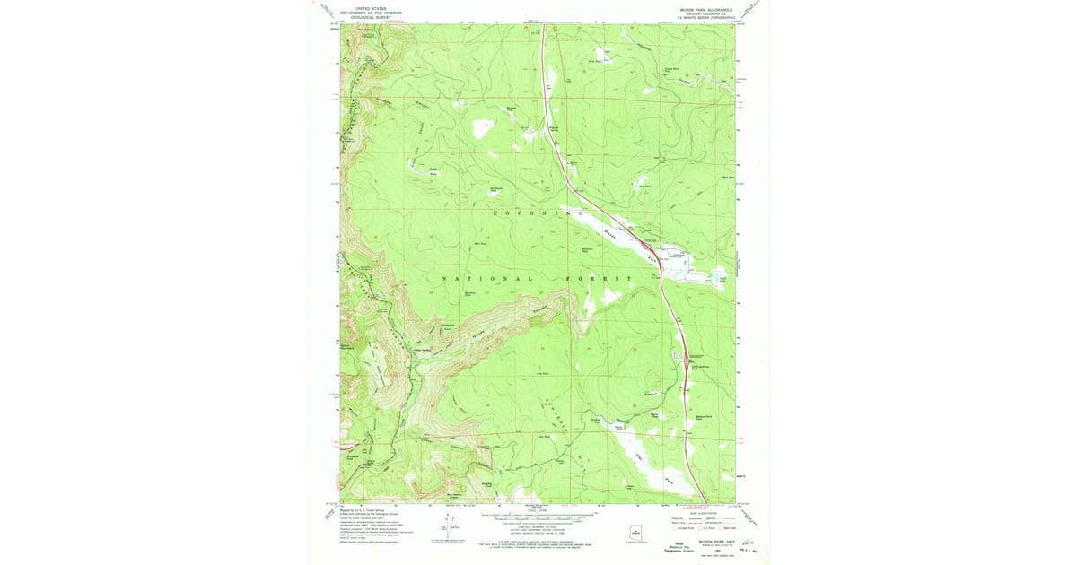 1965 Map of Munds Park, AZ — High-Res, 1974 Print | Pastmaps