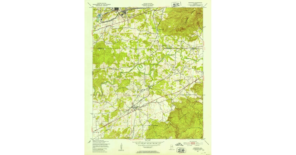 1947 Map of Munford, AL — High-Res | Pastmaps