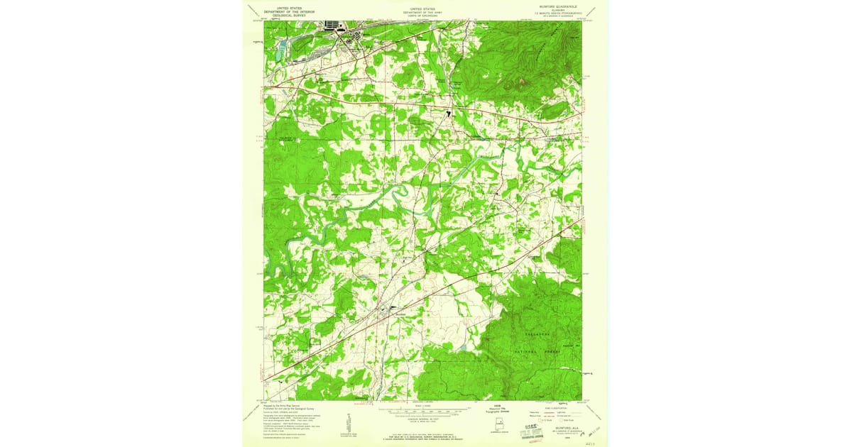 1956 Map of Munford, AL — High-Res | Pastmaps