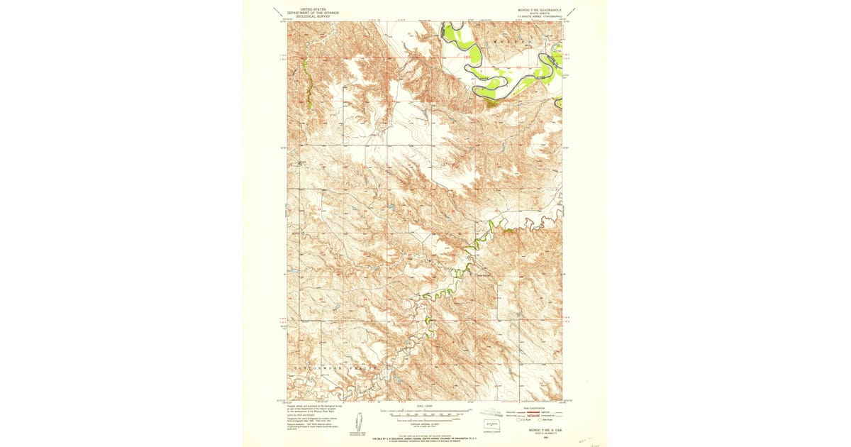1951 Map of Murdo 3 NE, Mellette County, SD — High-Res | Pastmaps