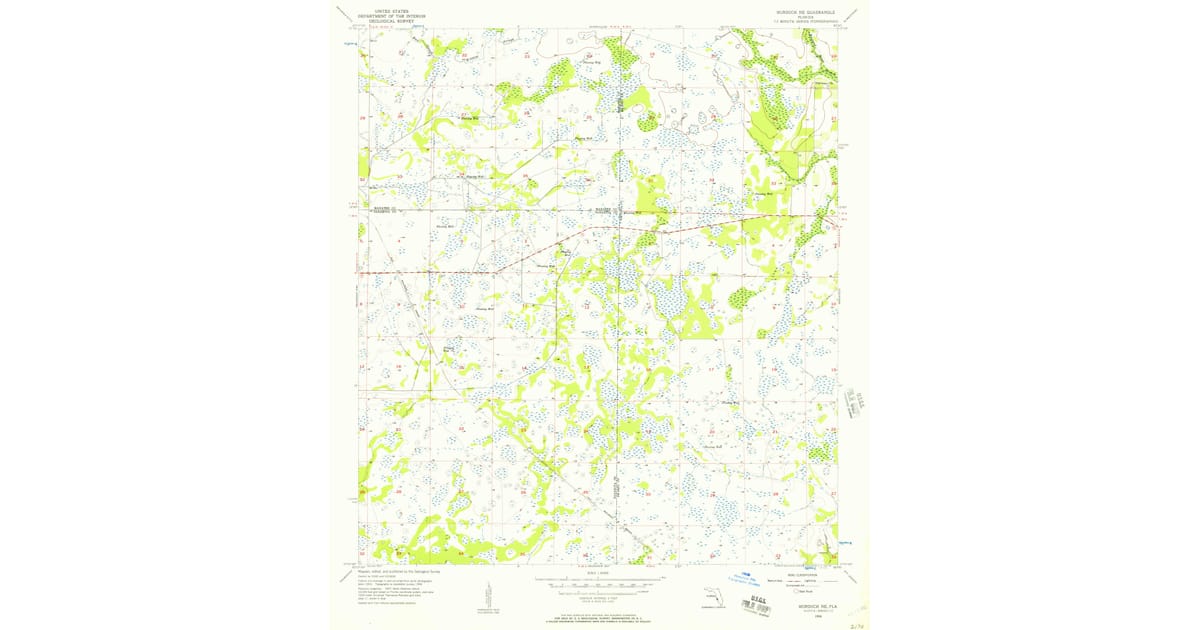 1956 Map of Murdock NE, DeSoto County, FL — High-Res | Pastmaps