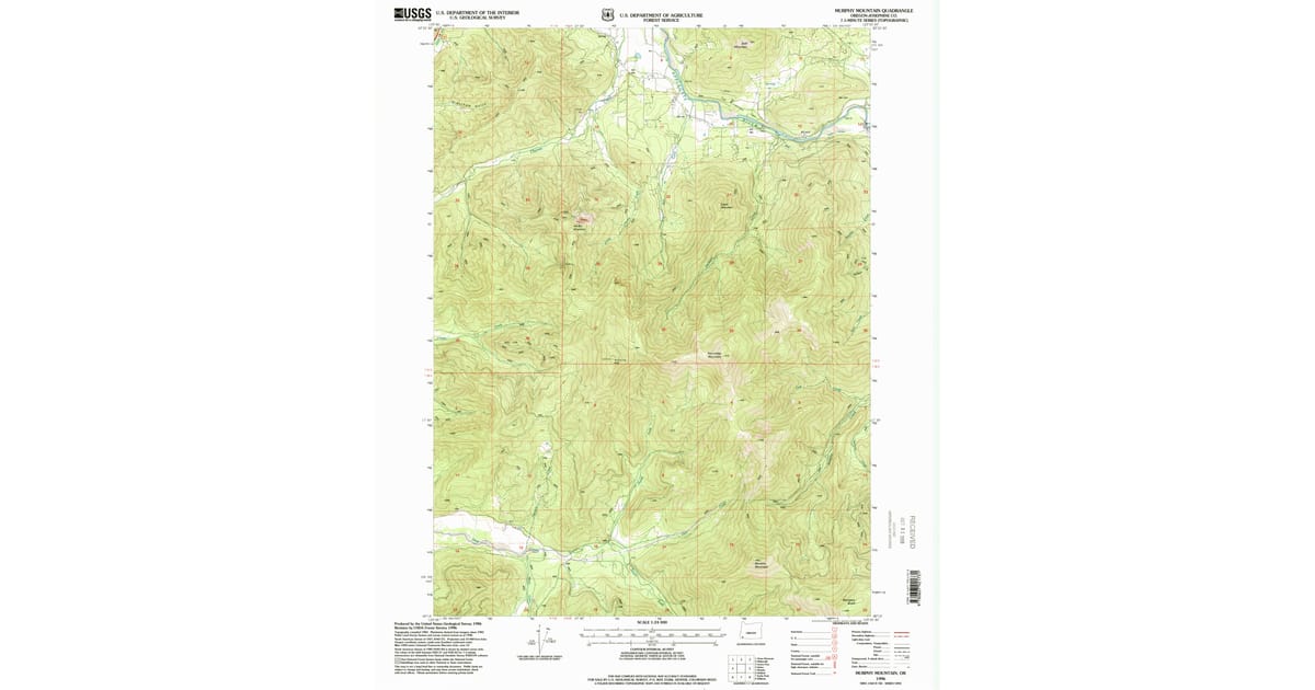 1996 Map of Murphy Mountain, Josephine County, OR — High-Res | Pastmaps