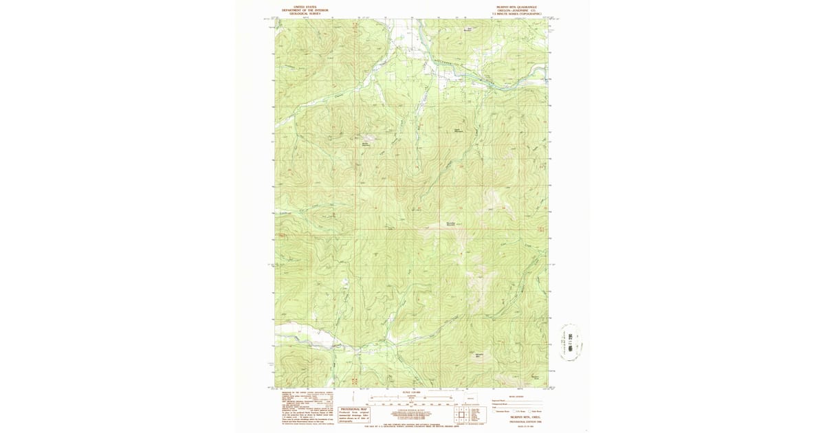 1986 Map of Murphy Mtn, Josephine County, OR — High-Res | Pastmaps