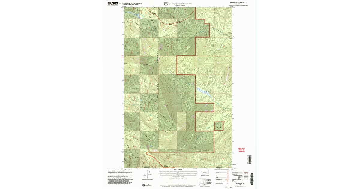 1999 Map of Murr Peak, Flathead County, MT — High-Res | Pastmaps