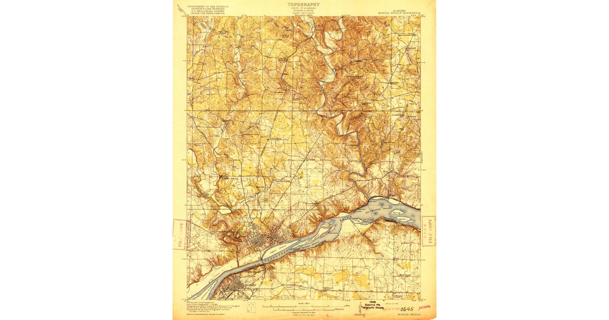 1916 Map of Muscle Shoals, AL — High-Res | Pastmaps