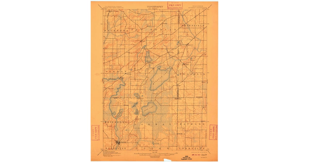 1901 Map of Muskego, WI — High-Res, 1910 Print | Pastmaps