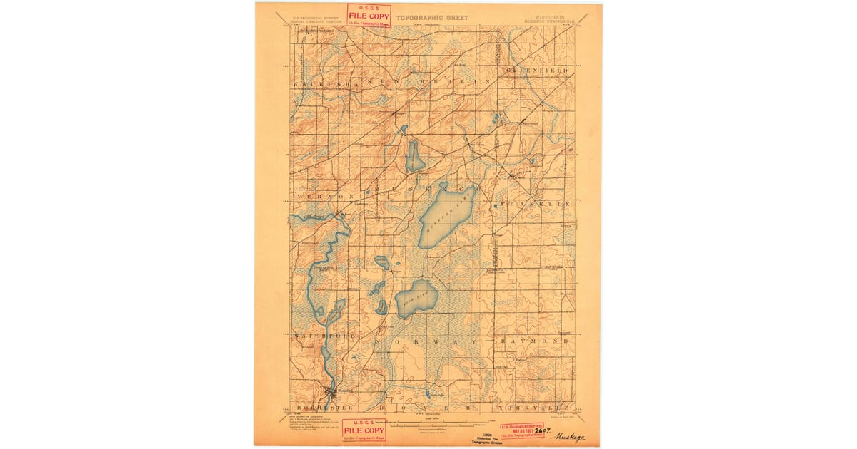 1901 Map of Muskego, WI — High-Res | Pastmaps