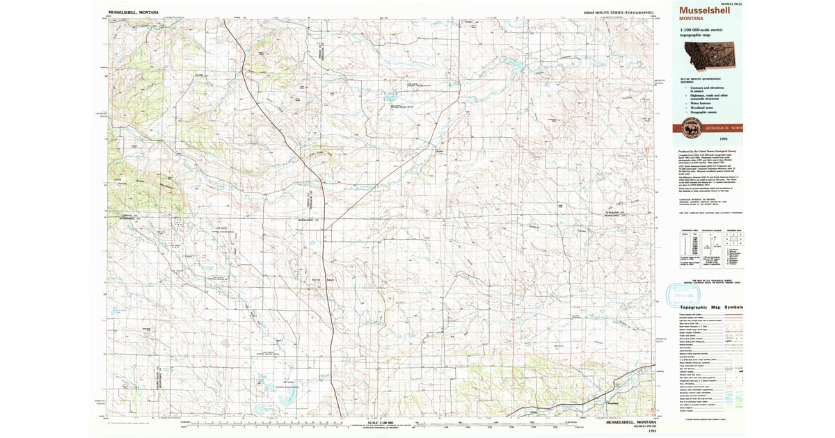 1993 Map of Musselshell, MT — High-Res | Pastmaps