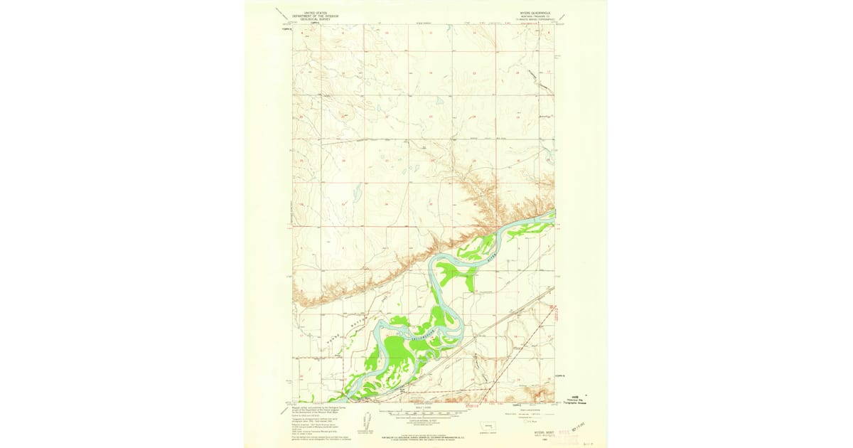 1960 Map of Myers, Treasure County, MT — High-Res | Pastmaps