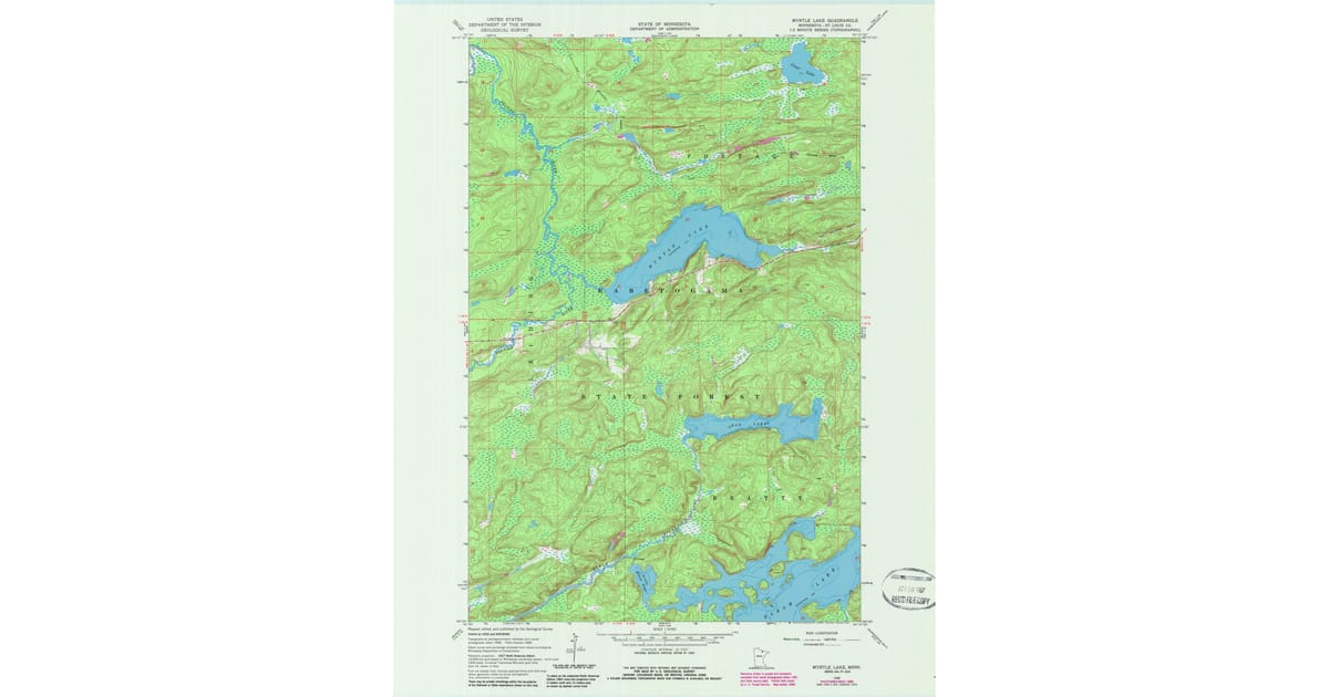 1968 Map of Myrtle Lake, St. Louis County, MN — High-Res, 1987 Print ...