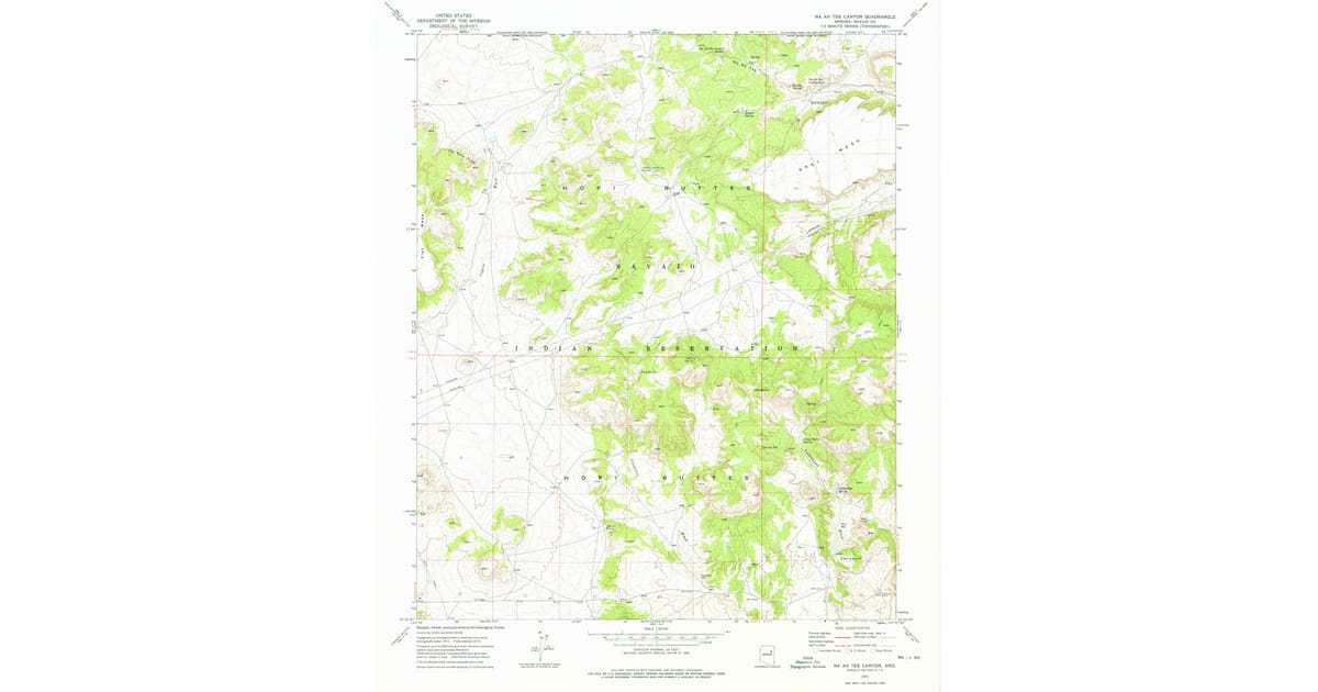 1973 Map of Na Ah Tee Canyon, Navajo County, AZ — High-Res | Pastmaps