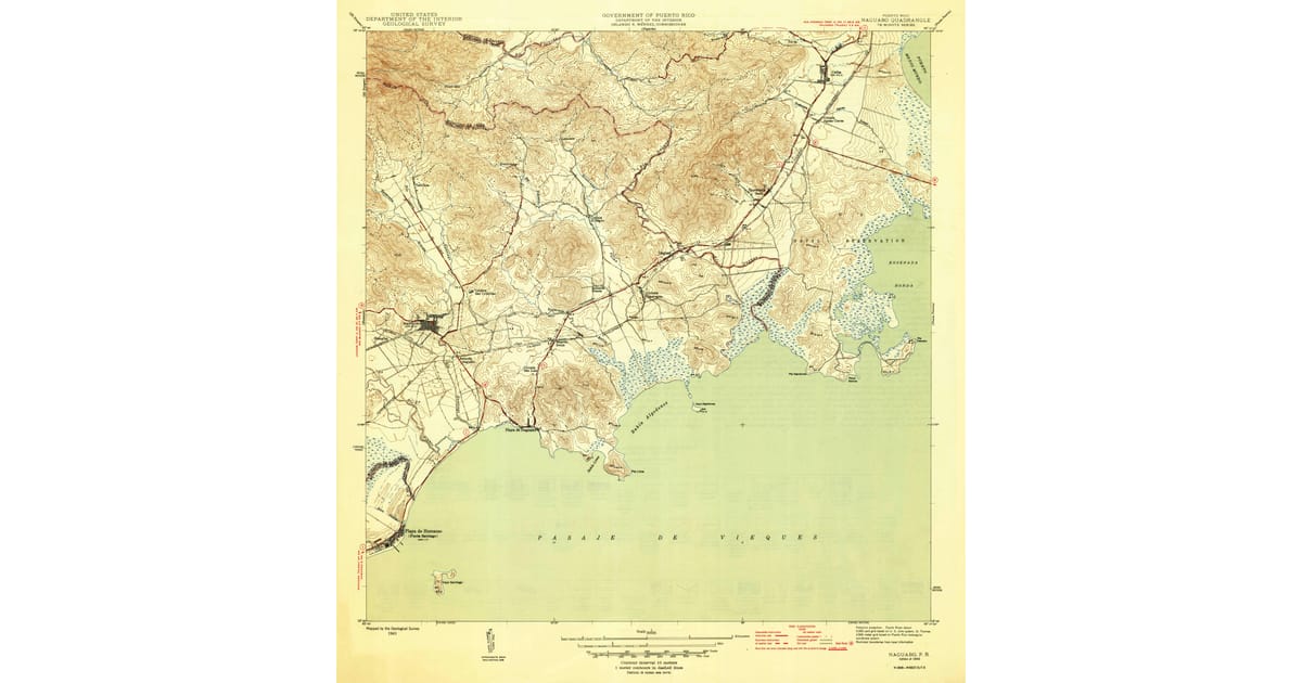 1946 Map of Naguabo, PR — High-Res, 1946 Print #2 | Pastmaps