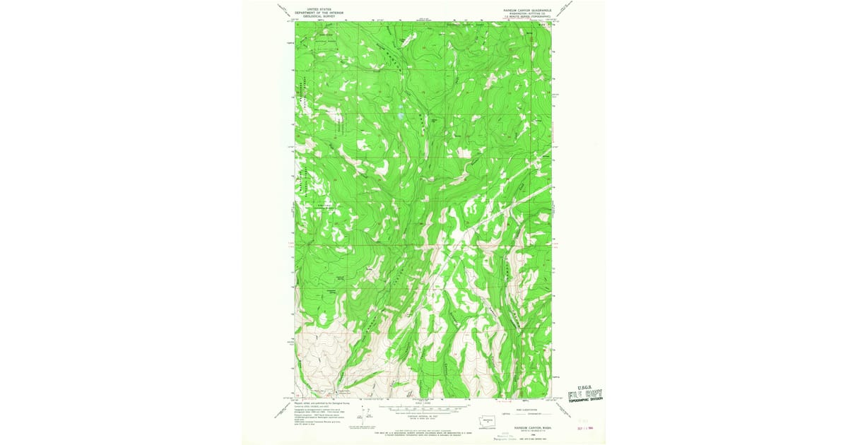 1966 Map of Naneum Canyon, Kittitas County, WA — High-Res | Pastmaps