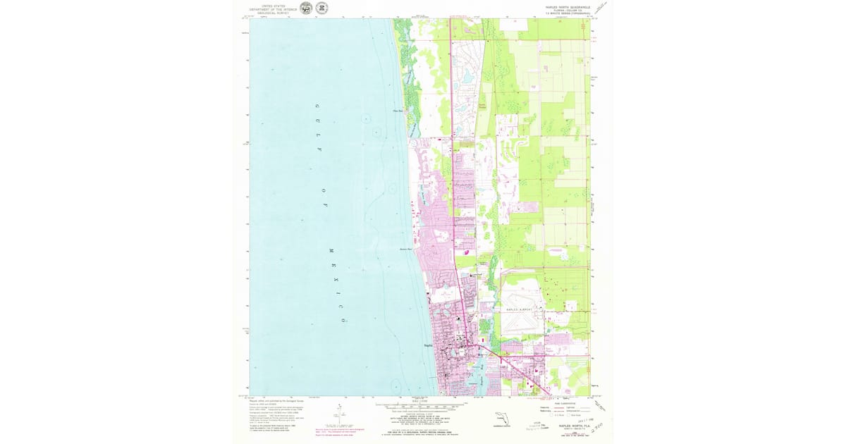 1958 Map of Naples North, Collier County, FL — High-Res, 1979 Print ...