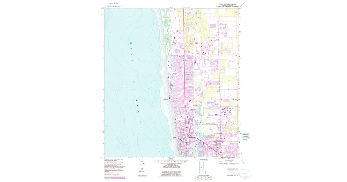 1958 Map of Naples North, Collier County, FL — High-Res, 1991 Print ...