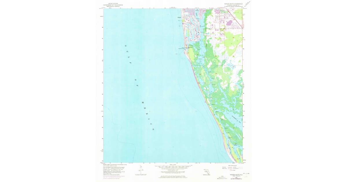 1958 Map of Naples South, Collier County, FL — High-Res, 1973 Print ...
