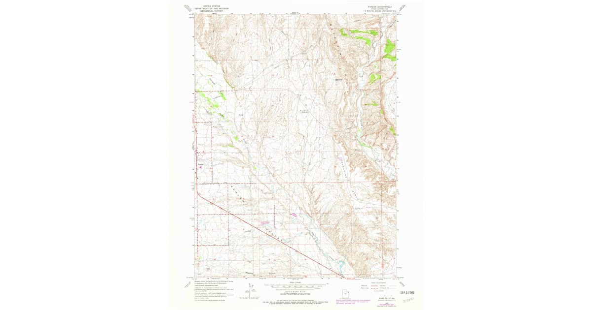1965 Map of Naples, UT — High-Res, 1979 Print | Pastmaps