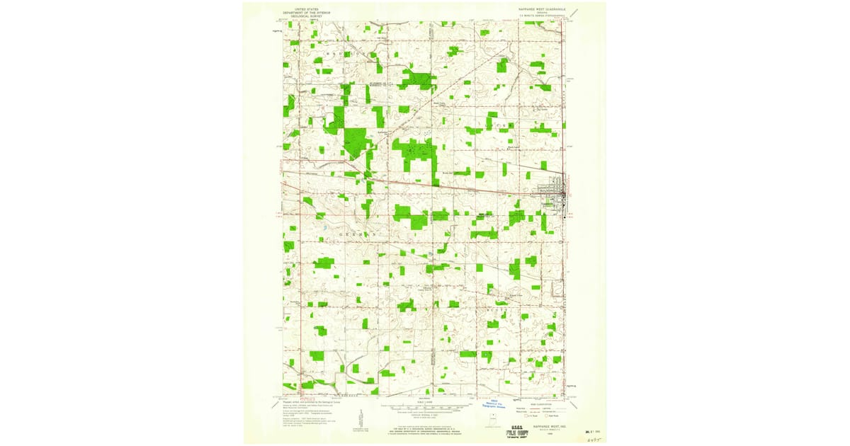 1958 Map of Nappanee West, Marshall County, IN — High-Res | Pastmaps