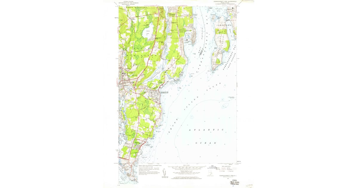 1957 Map of Narragansett Pier, RI — High-Res | Pastmaps
