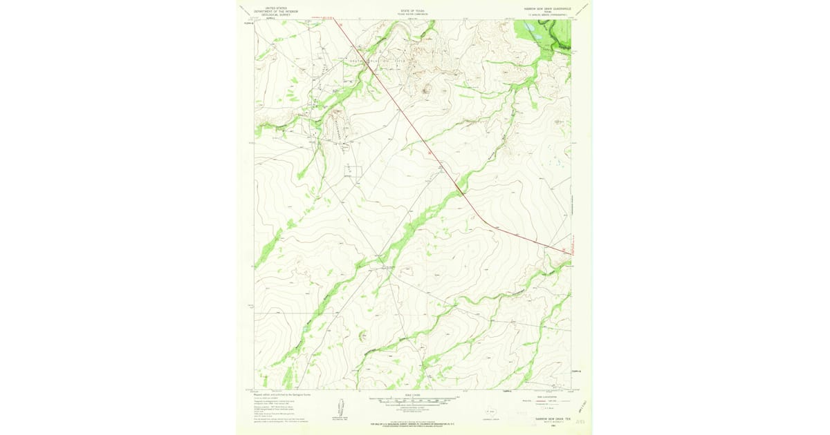 1961 Map of Narrow Bow Draw, Reeves County, TX — High-Res | Pastmaps