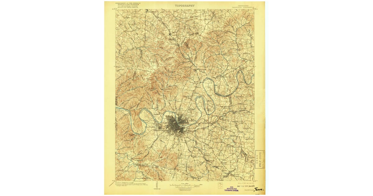 1903 Map of Nashville, TN — High-Res, 1918 Print | Pastmaps