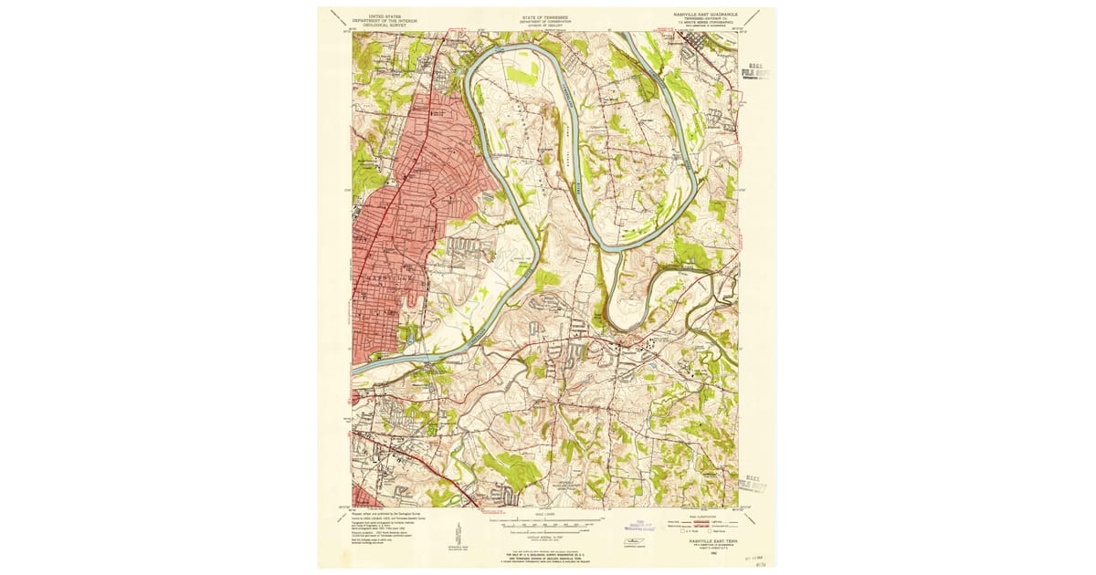 1952 Map of Nashville East, Davidson County, TN — High-Res | Pastmaps