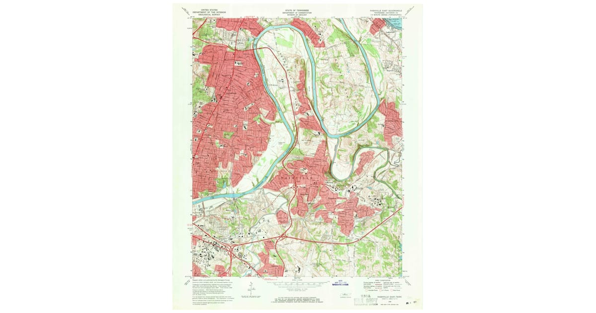 1968 Map of Nashville East, Davidson County, TN — High-Res | Pastmaps