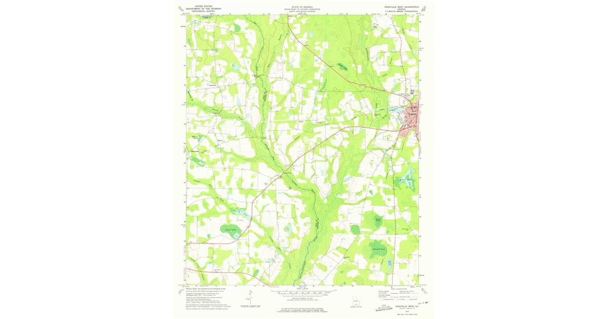 1973 Map of Nashville West, Berrien County, GA — High-Res | Pastmaps