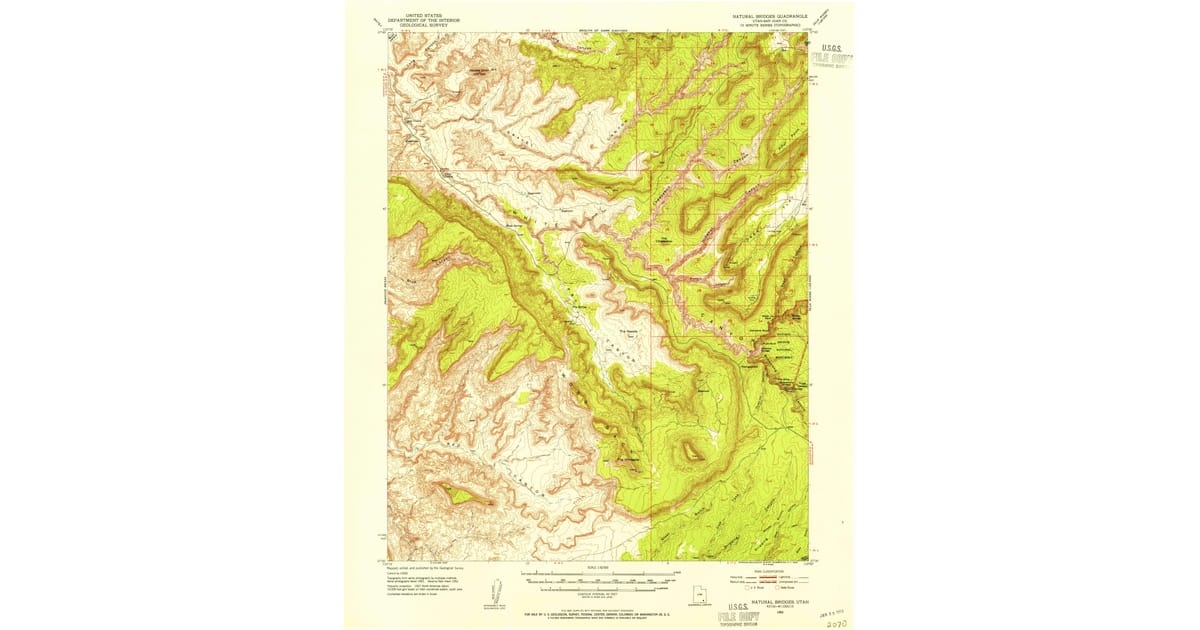 1952 Map of Natural Bridges, San Juan County, UT — High-Res | Pastmaps