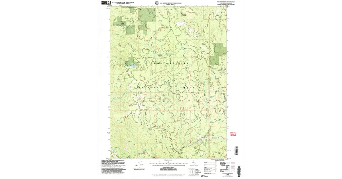 1998 Map of Naufus Creek, Trinity County, CA — High-Res | Pastmaps