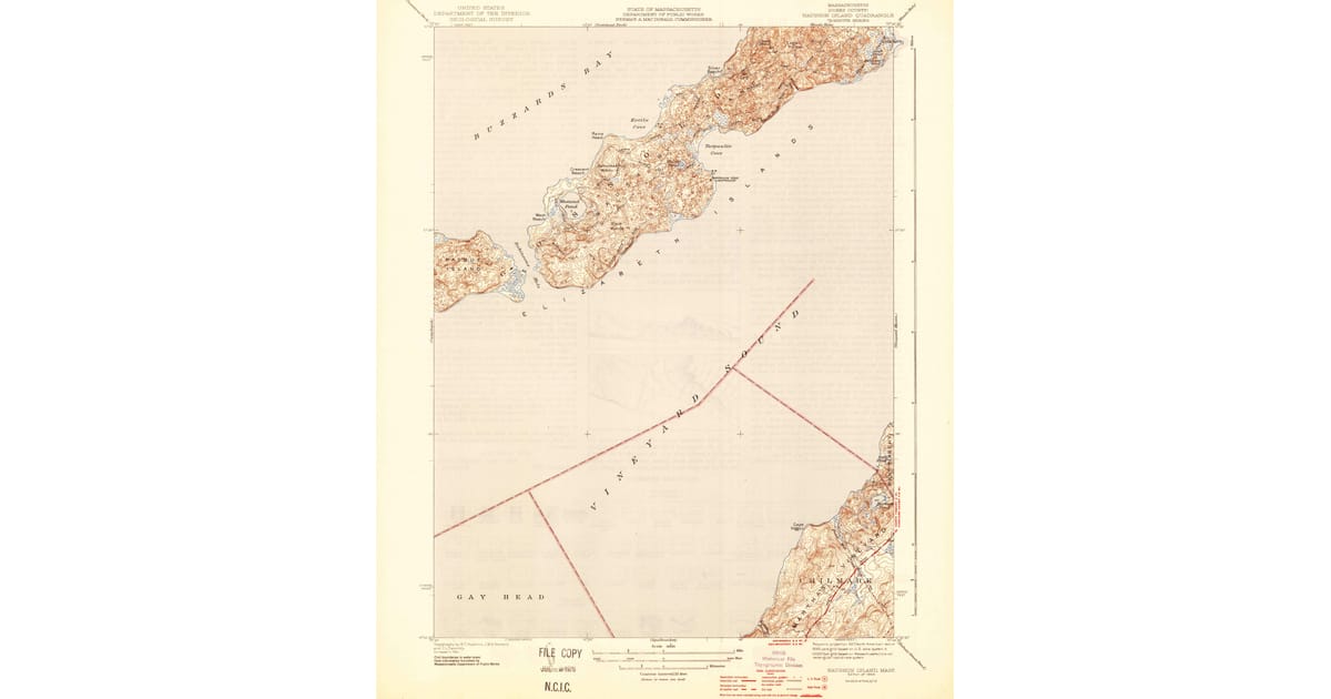 1944 Map of Naushon Island, Dukes County, MA — High-Res | Pastmaps