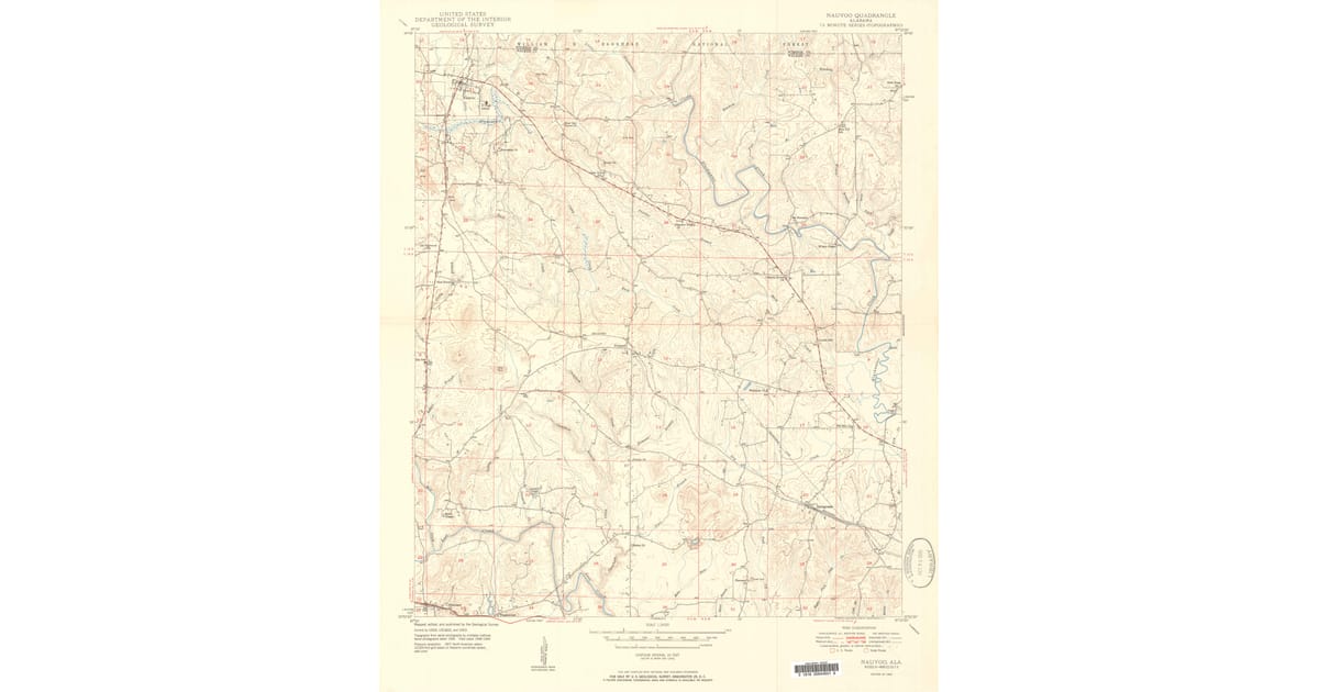 1950 Map of Nauvoo, AL — High-Res, 1950 Print #2 | Pastmaps
