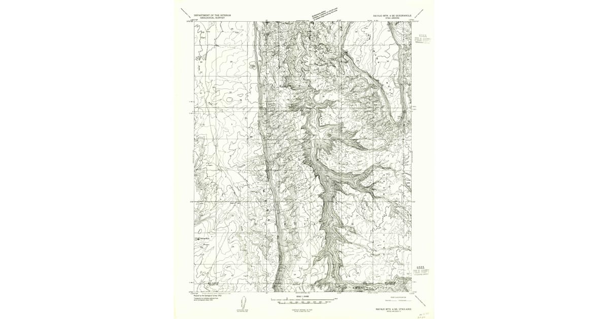 1952 Map of Navajo Mtn. 4 SE, San Juan County, UT — High-Res | Pastmaps