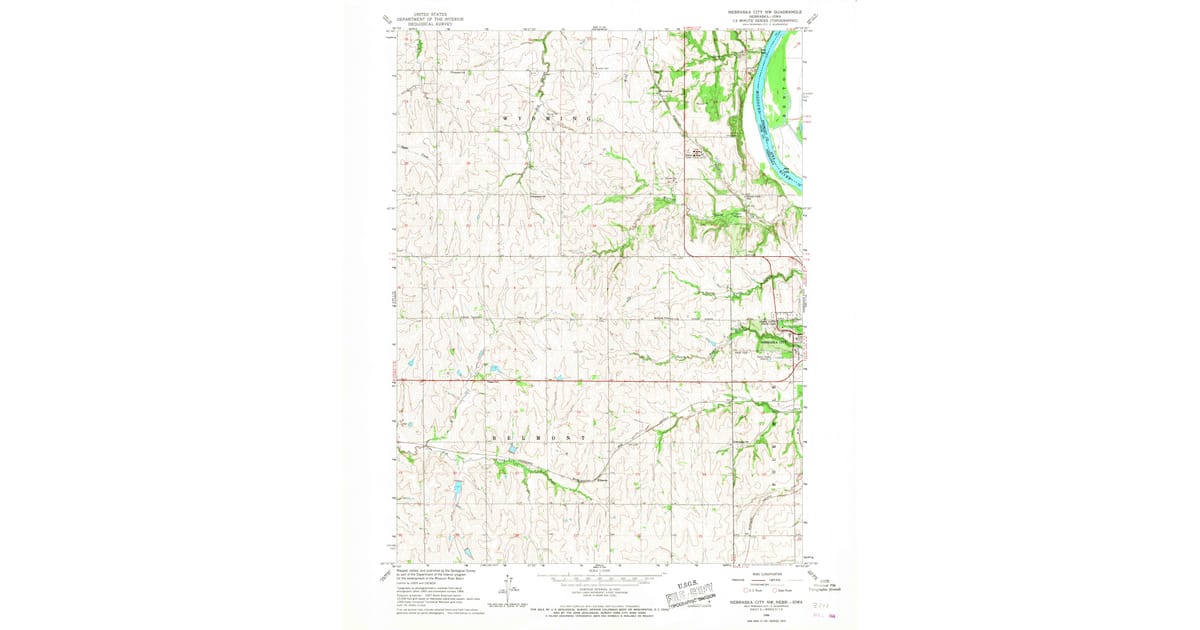 1966 Map of Nebraska City NW, Otoe County, NE — High-Res | Pastmaps